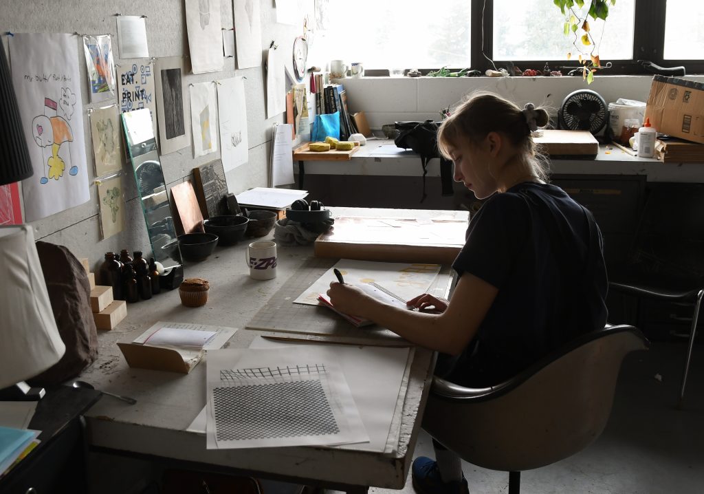 Junior printmaking student enjoys challenges of trial and error